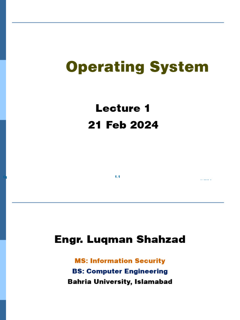 Lecture 1 Intro and Basic of OS | PDF | Operating System | Computer ...