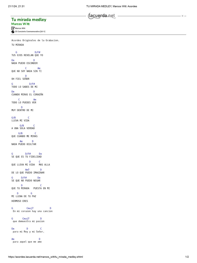 Tu Mirada Medley Marcos Witt Acordes Pdf