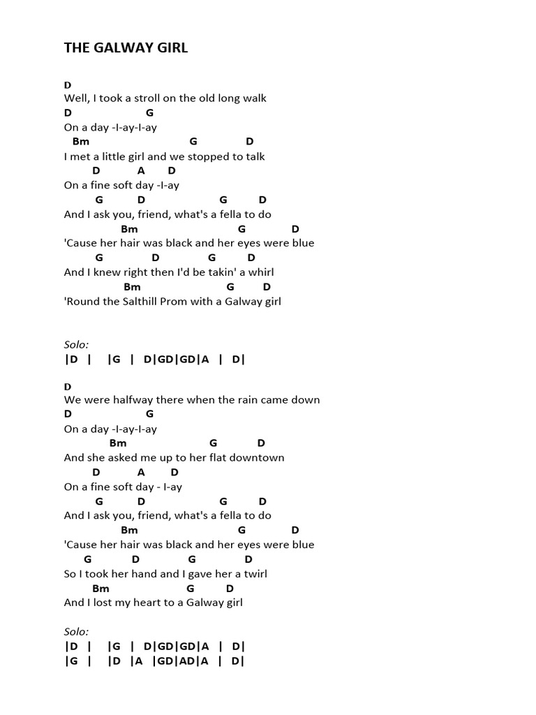 Galway Girl Lyrics Chords | PDF
