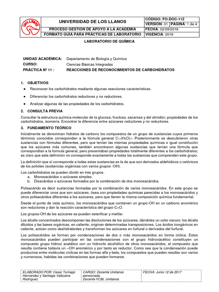 Pract# 11 Reacciones de Reconocimientos de Carbohidratos | PDF | Carbohidratos | Polisacárido