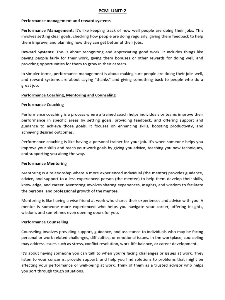 PCM Unit-2 | PDF | Mentorship | Performance Appraisal