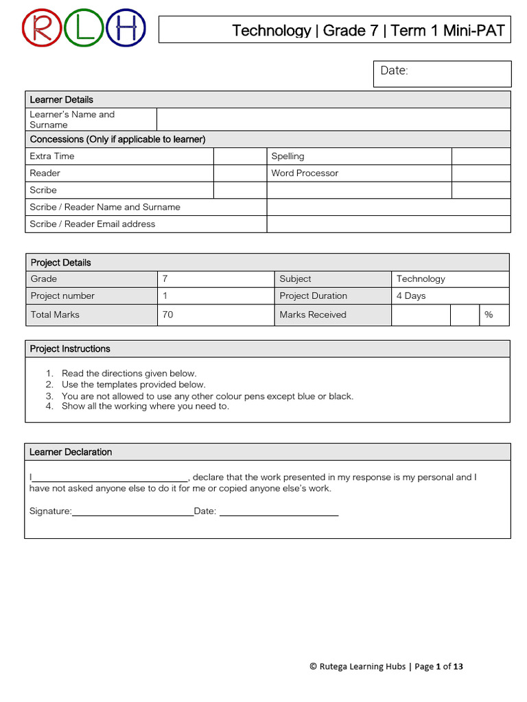 Assessment Task 1 Grade 7 Technology Mini PAT (2) | PDF Assessment Task 1 Grade 7 Technology Mini PAT (2) | PDF
