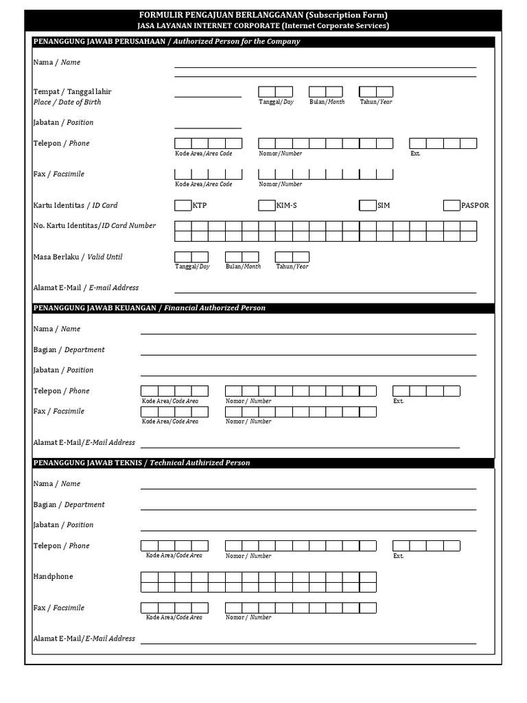 Form Pengajuan Layanan Internet Corporate 2 | PDF