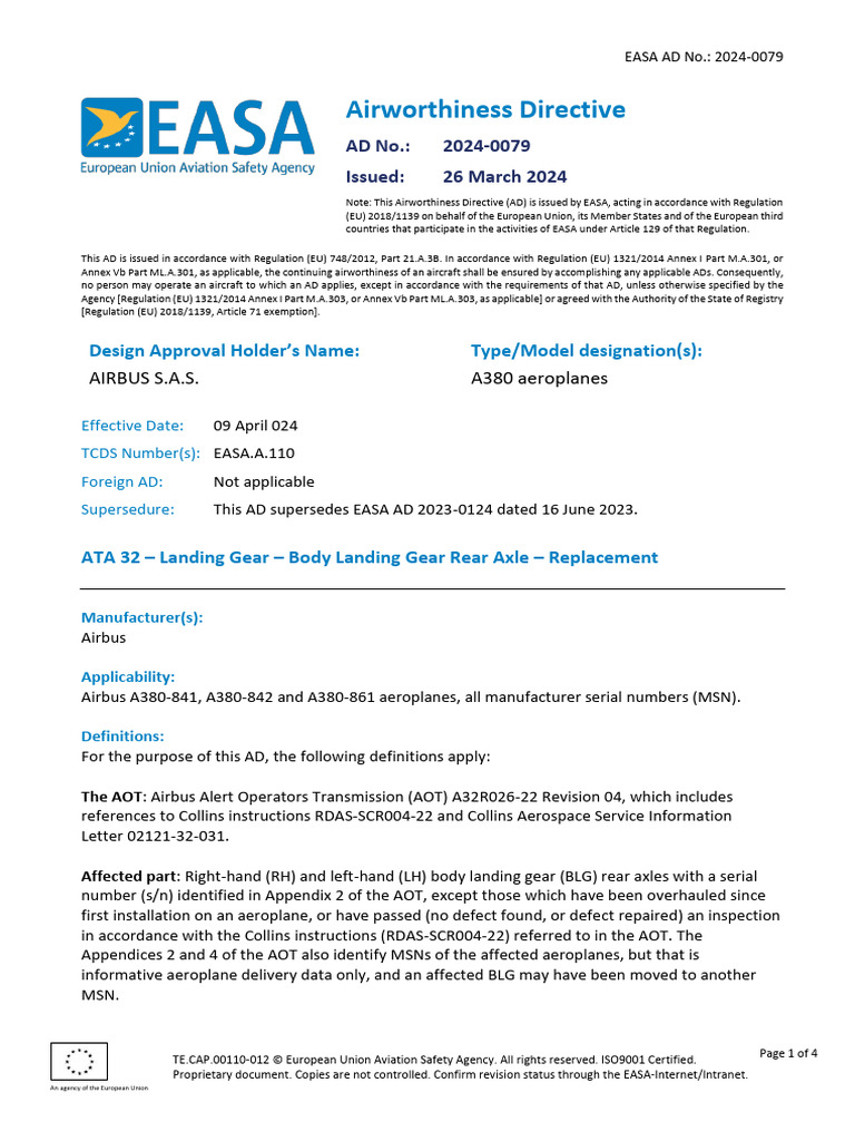 Easa Ad 2024-0079 1 | PDF | Aviation