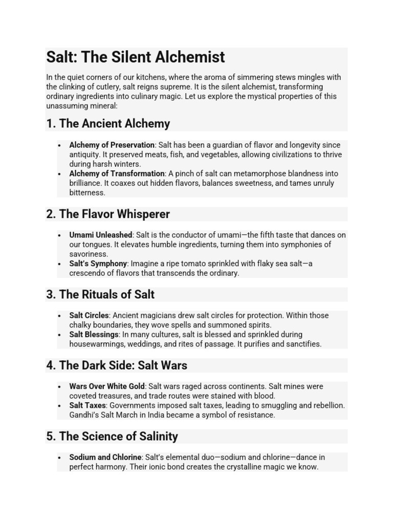 Salt - The Silent Alchemist | PDF | Salt | Umami