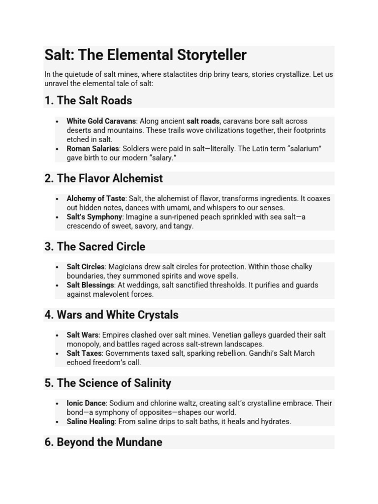 Salt - The Elemental Storyteller | PDF