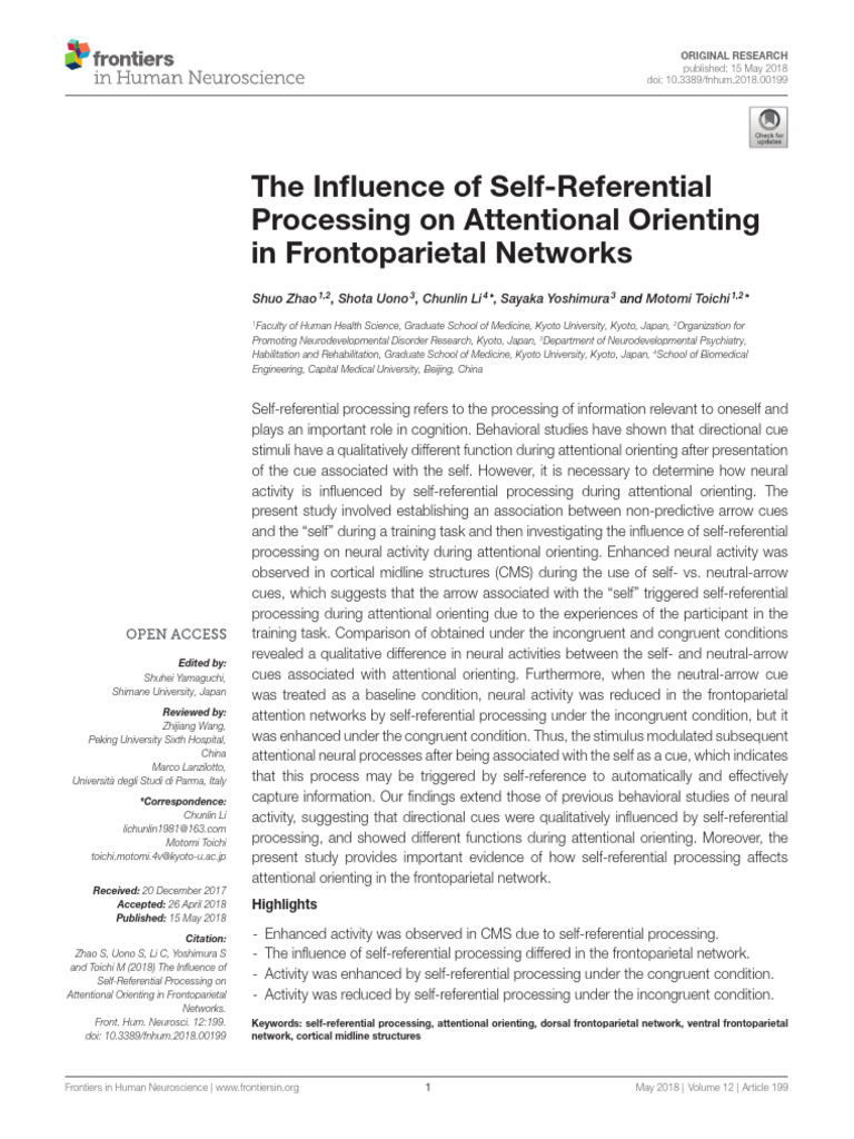 The Influence of Self-Referential Processing On Attentional Orienting ...