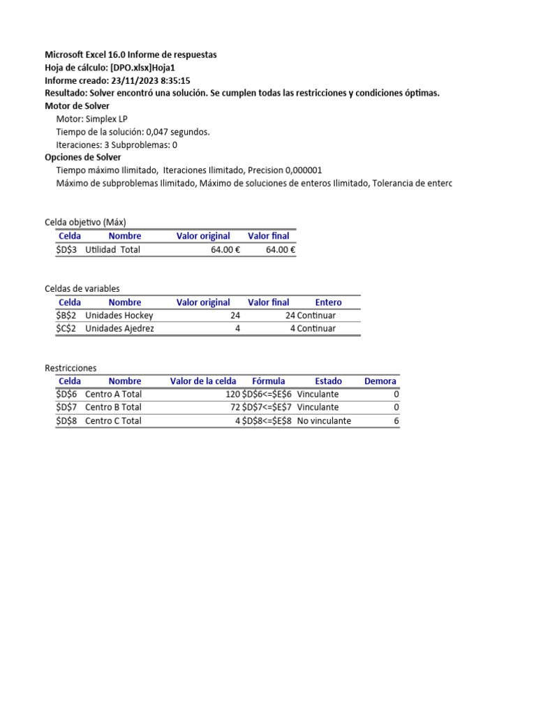 Dpo Ejercicios 1 | PDF | Microsoft Excel | Microsoft