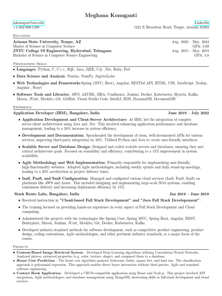 Meghana Resume.pdf | PDF | Cloud Computing | Databases