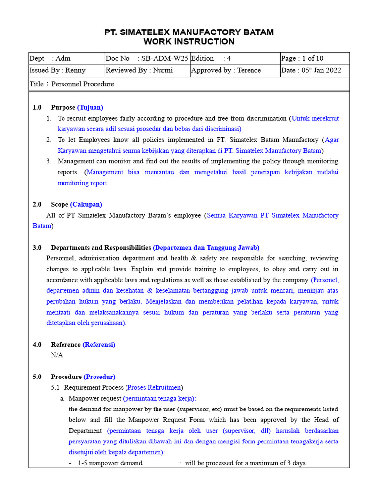 Sb-Adm-W25 (4) HR Procedure | PDF | Business