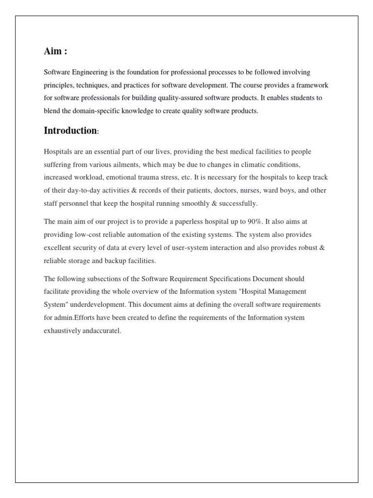 Sen Microproject Hospital Management System. Software | PDF | Medical Diagnosis | Health Care