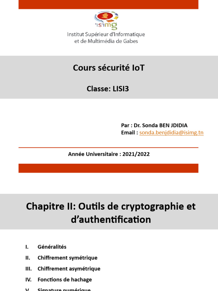 Chapitre2 Cours Sécurité IoT Complet | PDF | Cryptographie | Secret
