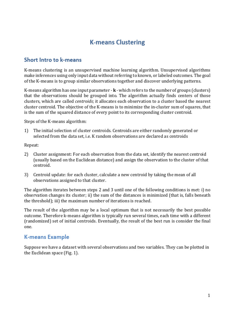 7 K Means Clustering Pdf Cluster Analysis Machine Learning