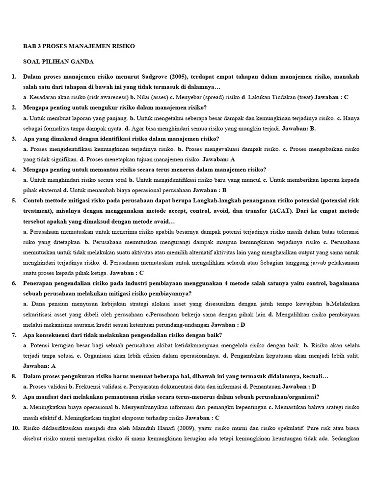 Bab 3 Proses Manajemen Risiko | PDF
