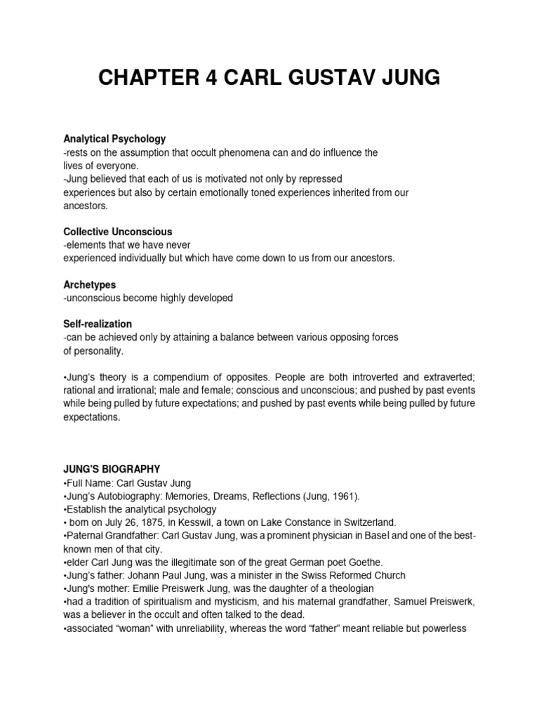 Chapter 4 Carl Gustav Jung 1 Pdf Carl Jung Unconscious Mind