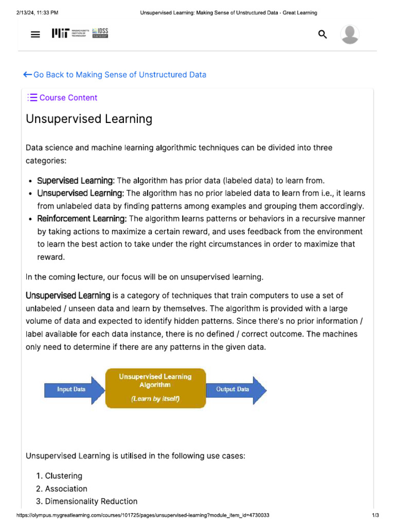 Unsupervised Learning | PDF