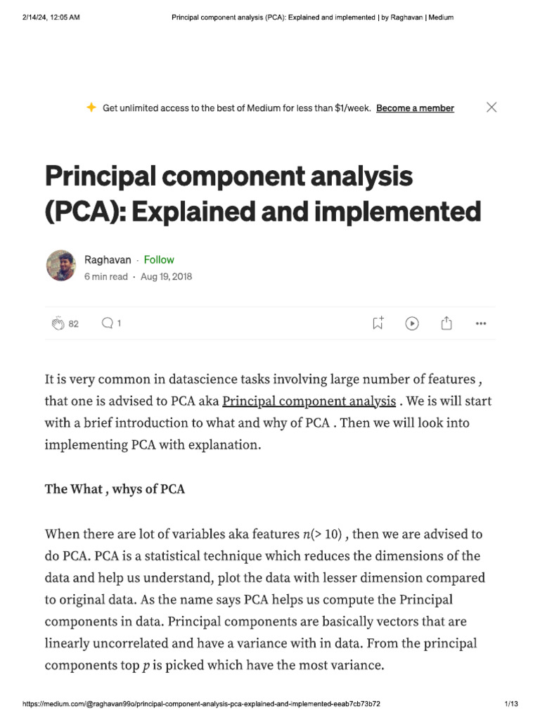 Principal Component Analysis | PDF