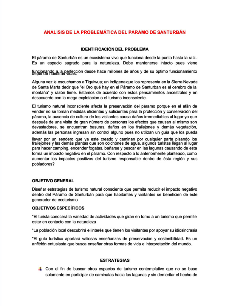 PDF Identificacion Del Problema Paramo Santurban Final DL | PDF