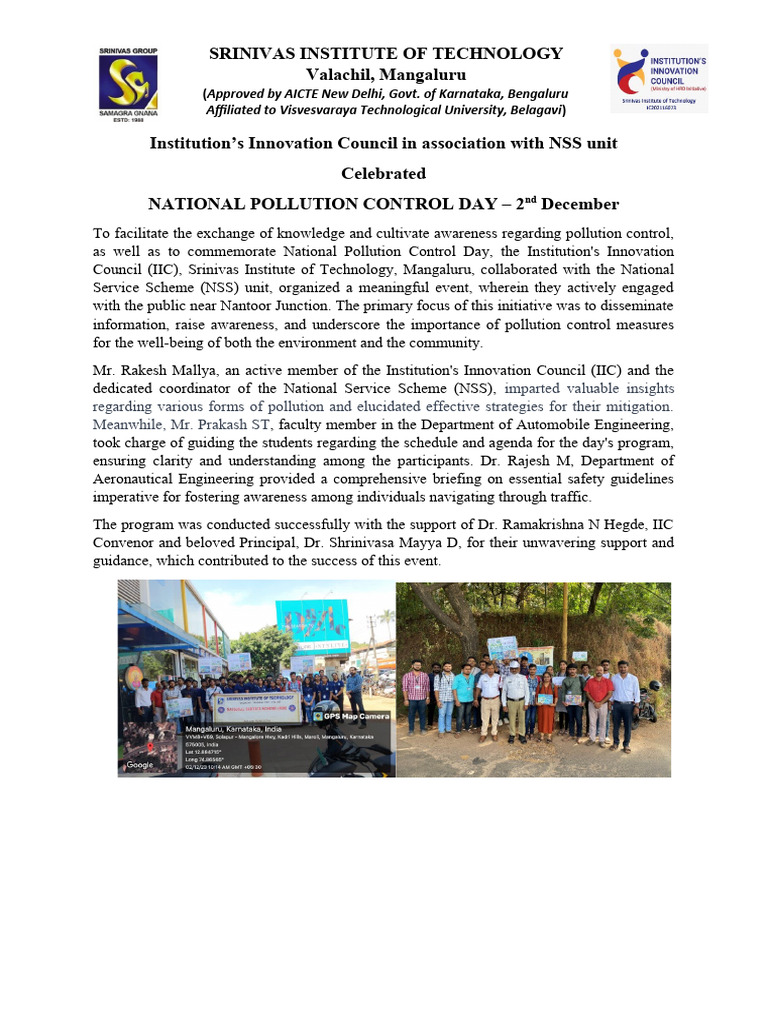 IIC - National Pollution Control Day Report | PDF