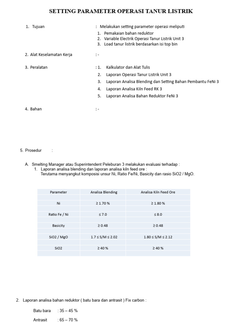 Panduan Operasi Tanur Listrik | PDF