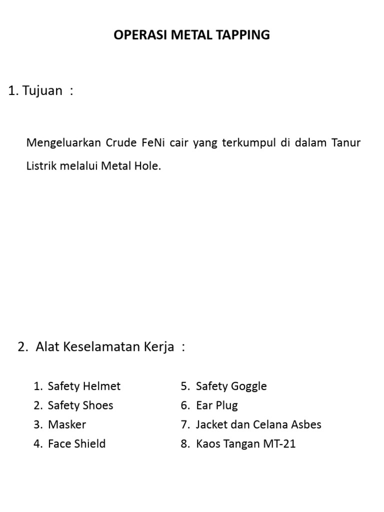 Prosedur Operasi Metal Tapping | PDF