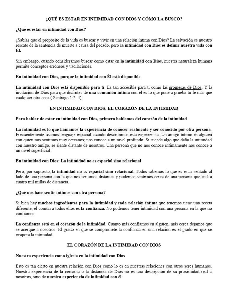 Qué Es Estar en Intimidad Con Dios y Cómo La Busco | PDF | Pecado | Dios