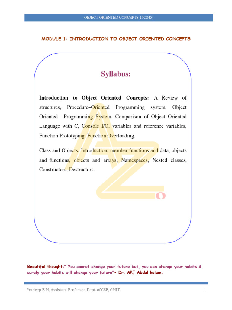 Ooc Mod1@Azdocuments - in | PDF | Parameter (Computer Programming) | Object Oriented Programming