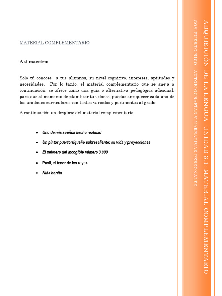 Material Complementario Unidad 3.1 | PDF | Pinturas | Puerto Rico