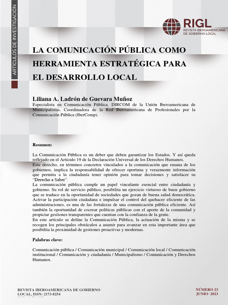 La Comunicacion Publica Como Herramienta Estrategica para El Desarrollo ...