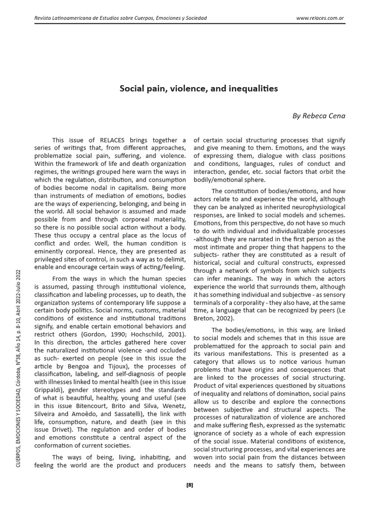 CENA 2022 - Social Pain, Violence, and Inequalities RELACES | PDF ...