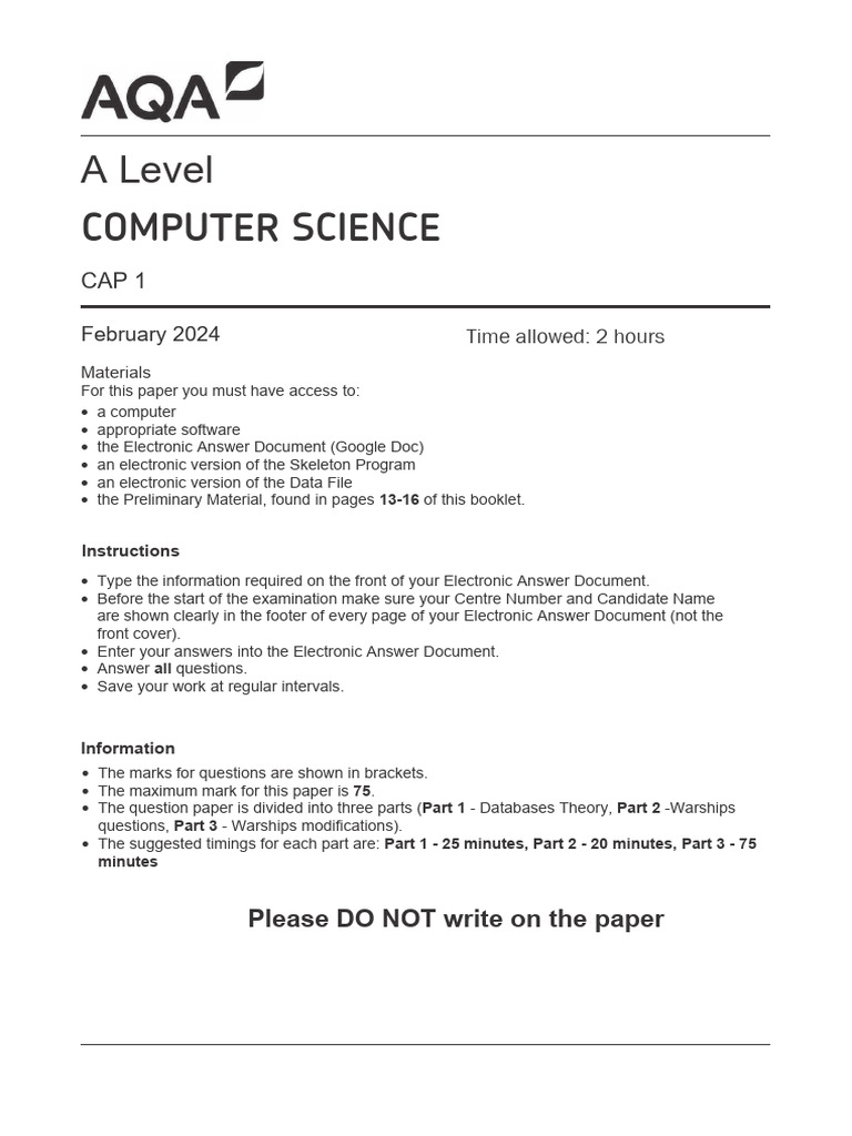 CAP1 - Question Paper | PDF | Databases | Sql