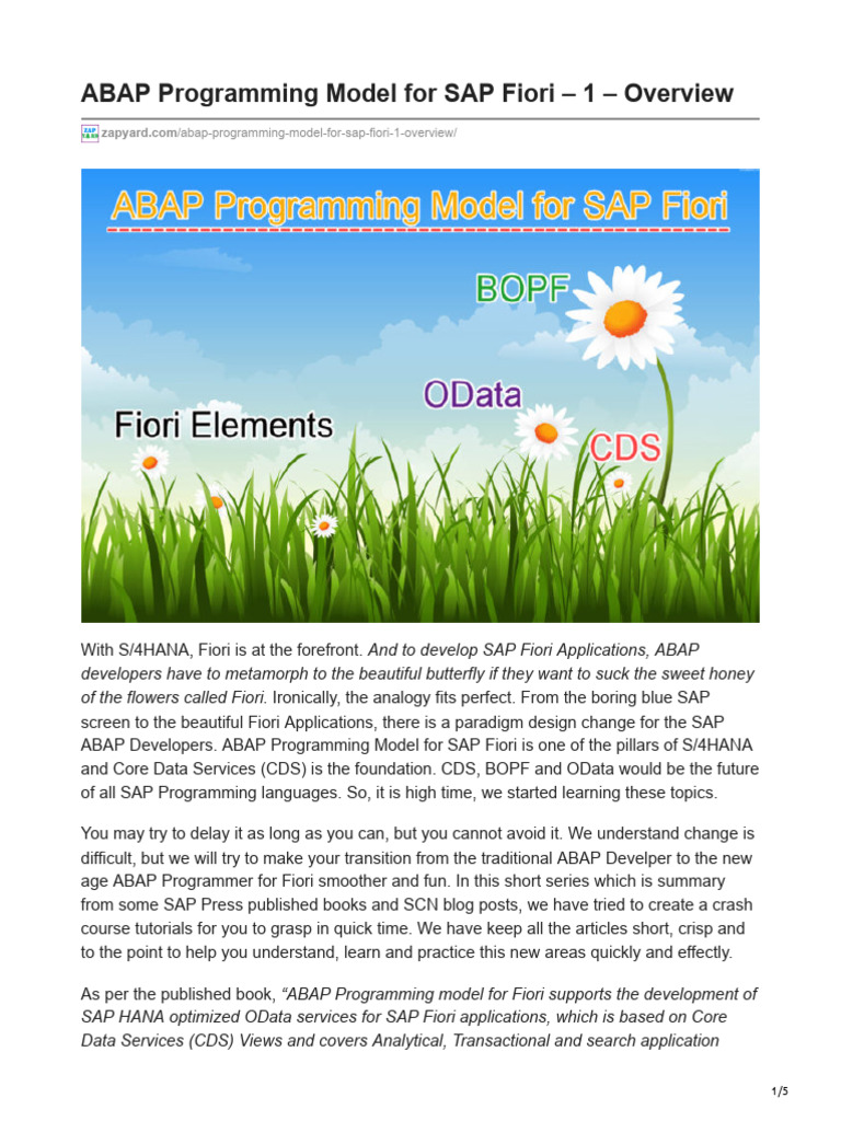 Abap Programming Model For Sap Fiori 1 Overview Pdf Computer Engineering Software Development