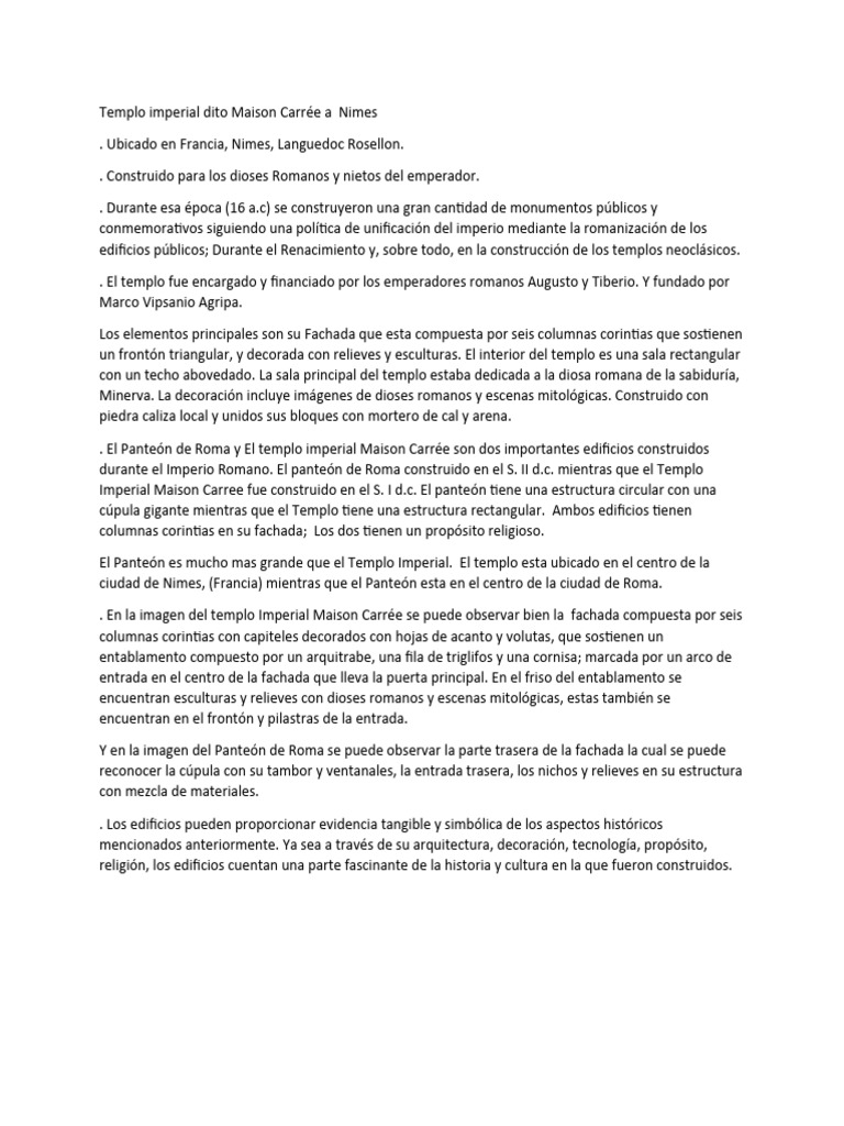 Templo Imperial Dito Maison Carrée A Nimes | PDF | imperio Romano | templo