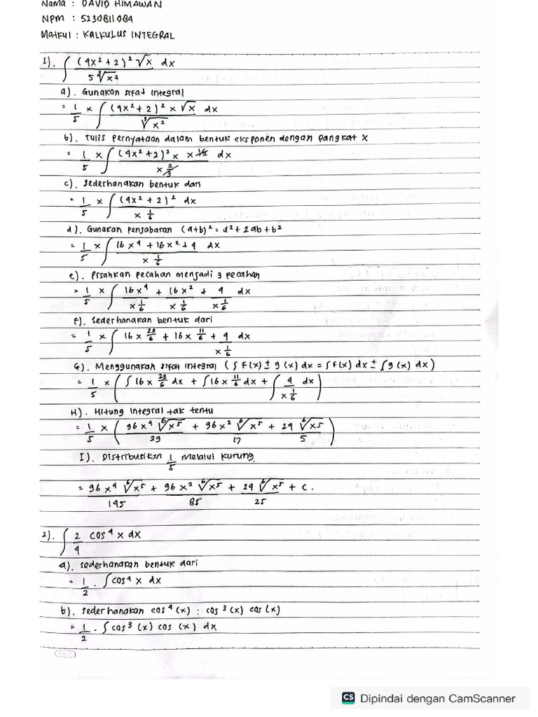 DAVID HIMAWAN 5230811084 KALKULUS INTEGRAL | PDF