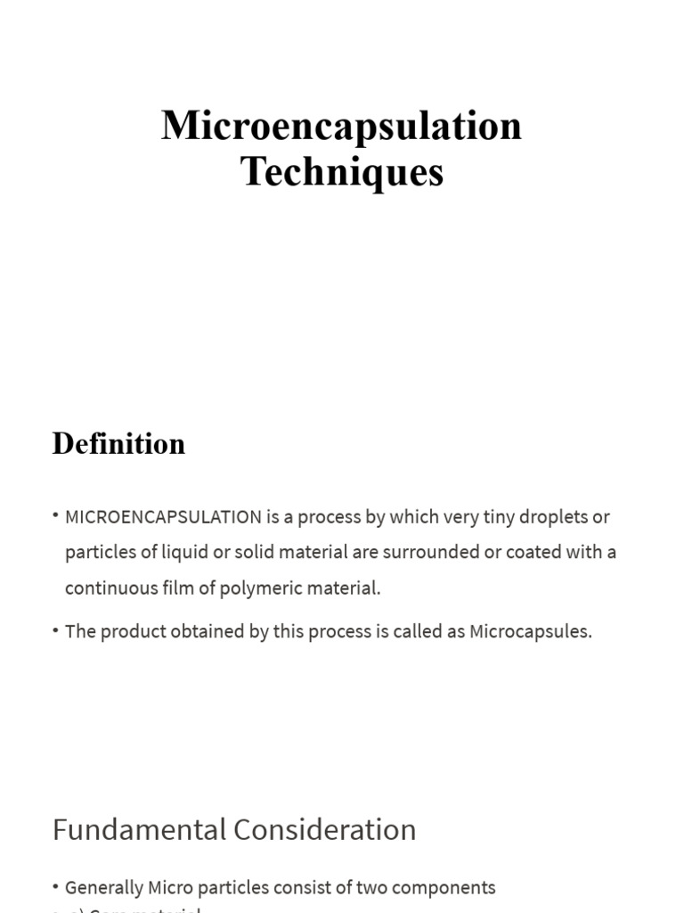 Microencapsulation Techniques | PDF | Polymers | Phase (Matter)
