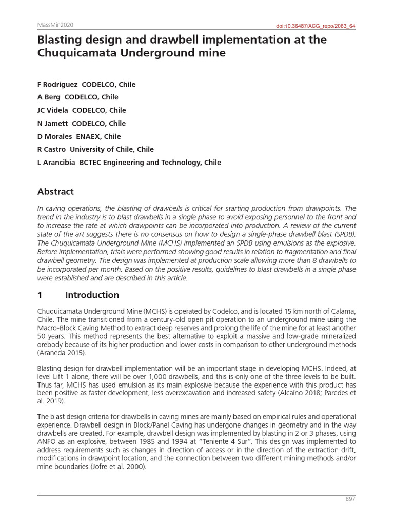 Blasting Design and Drawbell Implementat | PDF | Mining | Borehole