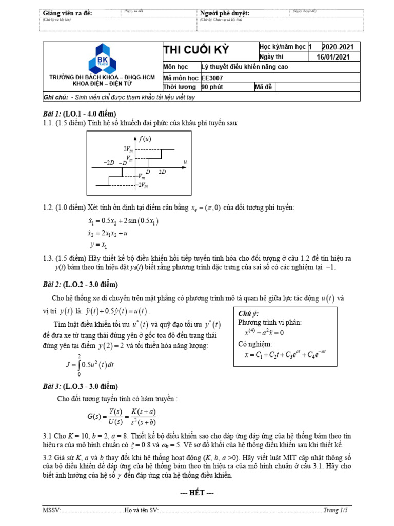 De Thi DKNC HK1 2021 Dapan | PDF