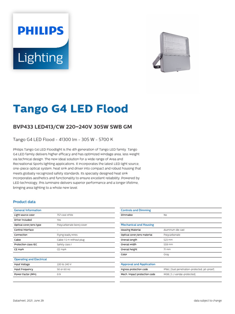 FICHA TECNICA PHILIPS | PDF | Lighting | Light Emitting Diode