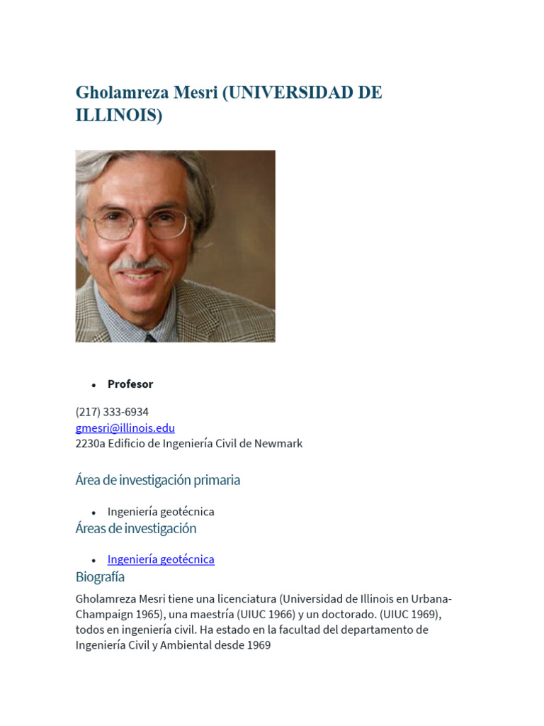 Gholamreza Mesri | PDF | Ingeniería | Ingeniería geotécnica