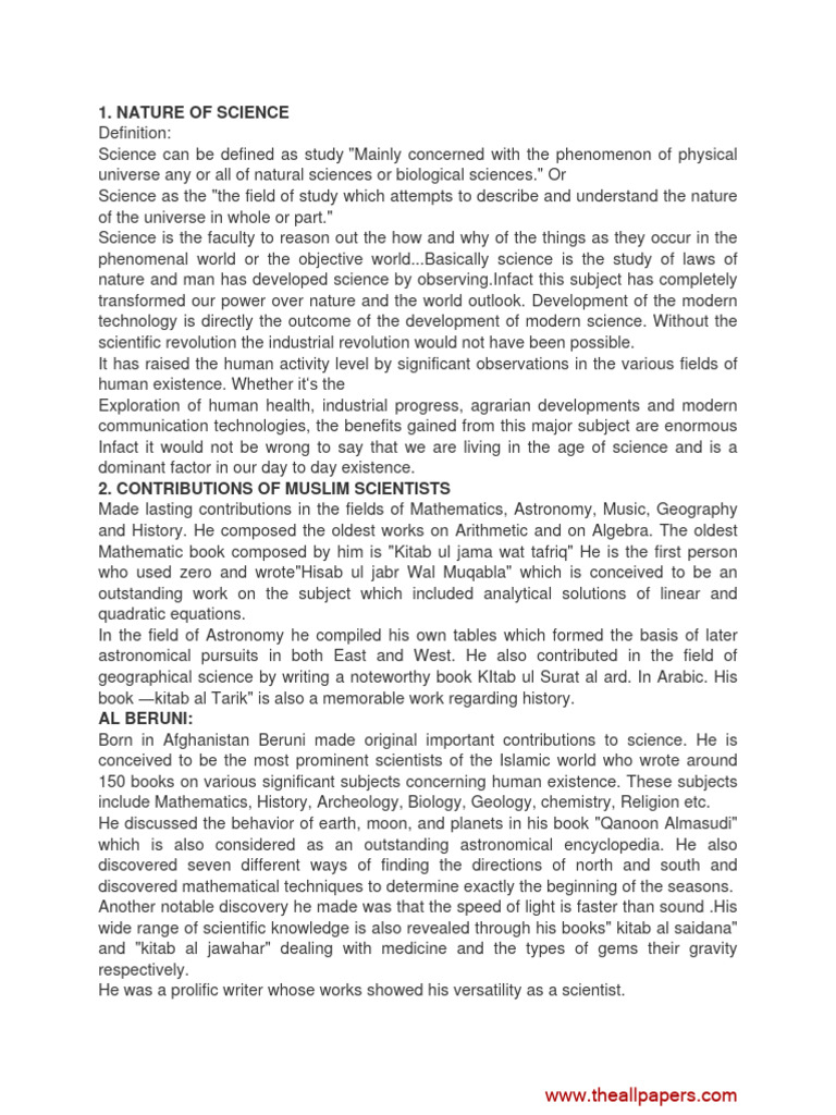 Contributions of Muslim Scientists | PDF | Science | Mathematics
