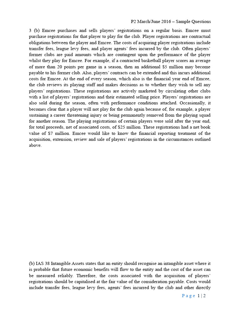 IAS 38 P2 Mar+Jun 2016 - Sample Questions | PDF | Fair Value ...