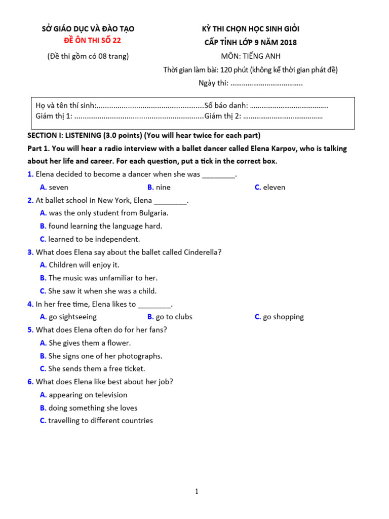 ĐỀ-SỐ-22-HSG-ANH-9 yy | PDF | Honey Bee | Honey