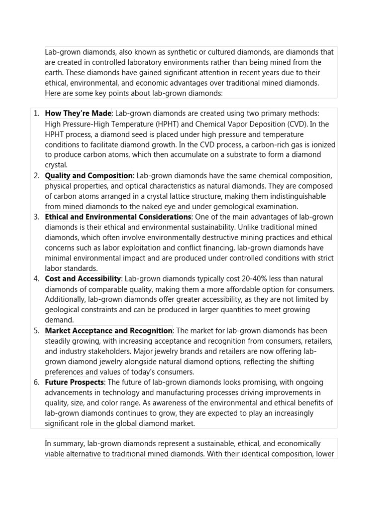 Lab grown diamond sample 1 | PDF | Diamond | Physical Sciences