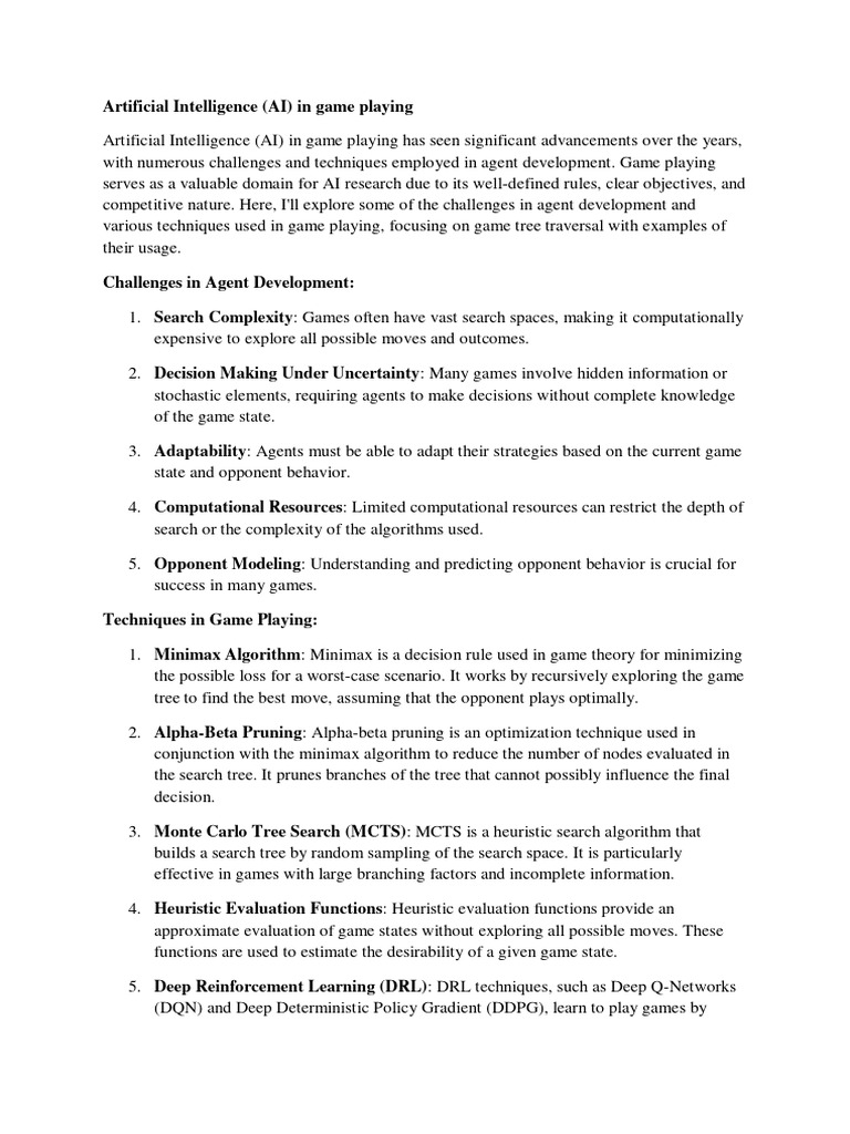Artificial Intelligence in Game Playing | PDF | Artificial Intelligence ...