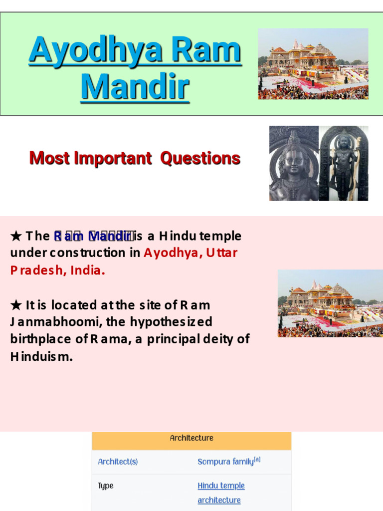 Ayodhya Ram Mandir Question and Answers | PDF | Indian Religions
