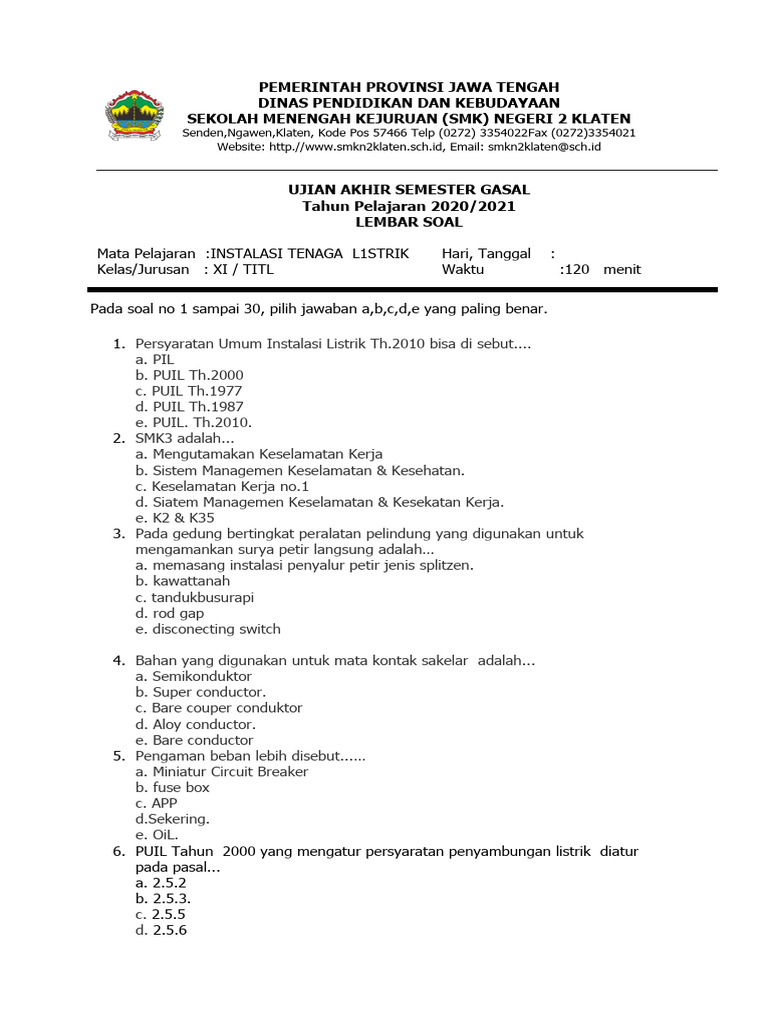 Soal Itl Kelas Xi (Kresna Kuncahyo) | PDF