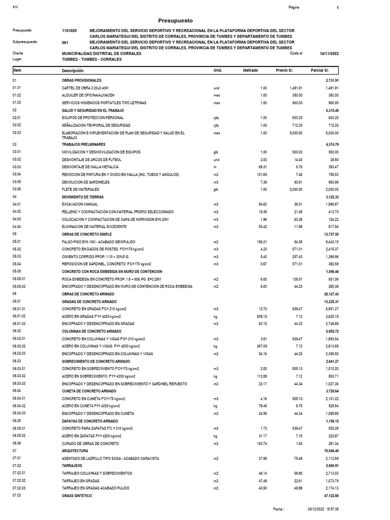 Presupuesto | PDF | Albañilería | Edificios y estructuras