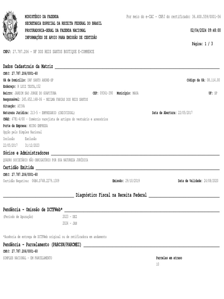 Relatório Ecac NF Reis | PDF | Brasil