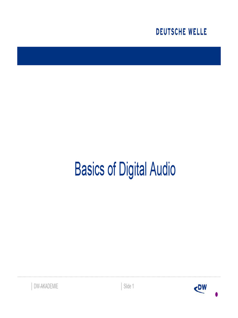 DAS9T02 - Basics of Digital Audio | PDF | Sampling (Signal Processing) | Digital Audio
