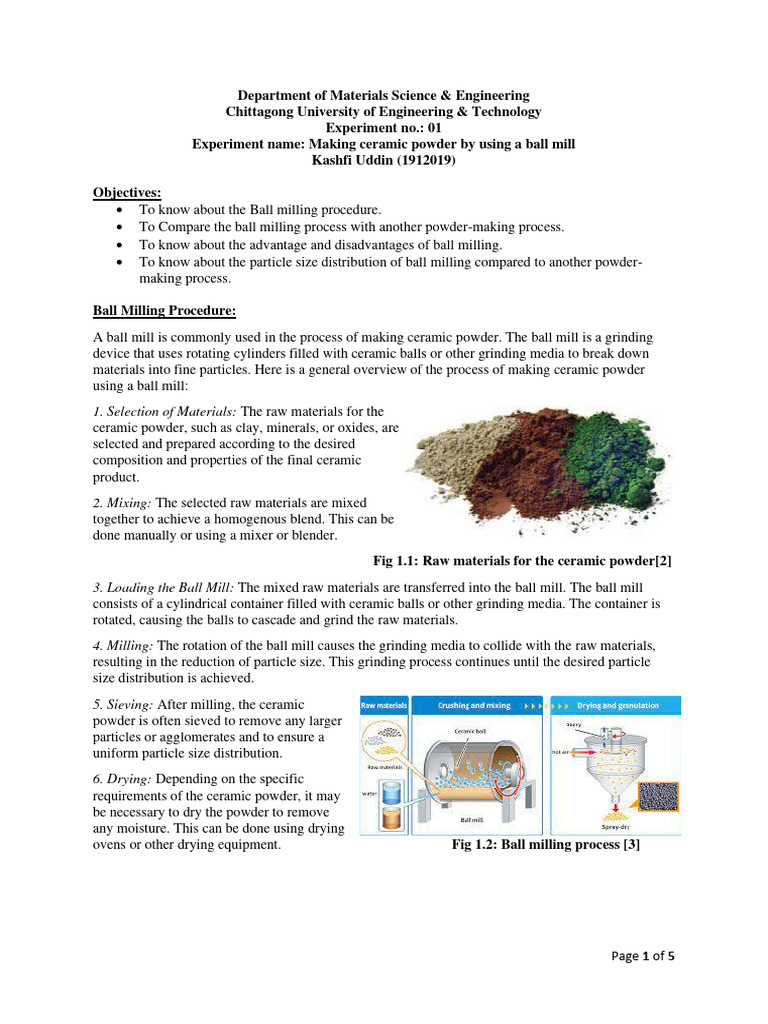 Ball milling process | PDF | Mill (Grinding) | Particle Size Distribution